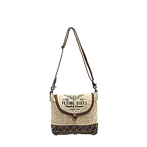 Myra Bags Flying Bikes Upcycled Canvas Crossbody Bag S-1036