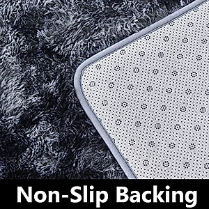 TABAYON Shag Area Rug, 5x7 Ft Tie-Dyed Dark Grey Upgrade Anti-Skid Durable Rectangular Cozy , High Pile Soft Throw Rug for Nursery Room Living Room