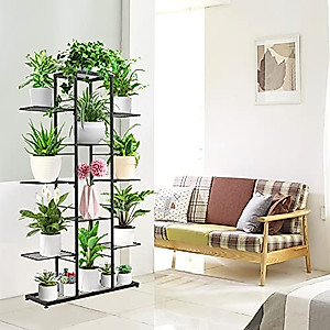 10 Tier 12 Potted Metal Plant Stand shelf for Indoor and Outdoor Plants, LASZOLA Plant Shelves Multiple Flower Pots Holders Indoor Plant Stands Rack Display for Patio Garden Corner Balcony (10 Tier
