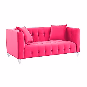 TOV Furniture Bea Hot Pink Velvet Upholstered Loveseat
