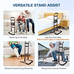 HEPO Chair Lift Assist Devices for Seniors with Multiple Handles, Height Adjustable Chair Stand Assist with Storage Pocket for Elderly Rise from Seated Position, Bed, Couch, Recliner Chair