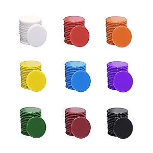 Shapenty 3/4Inch / 19mm Small Plastic Learning Counters Disks Chip Counting Discs Markers for Math Practice and Poker Chips Game Tokens with Storage Box, 9 Colors, 135PCS