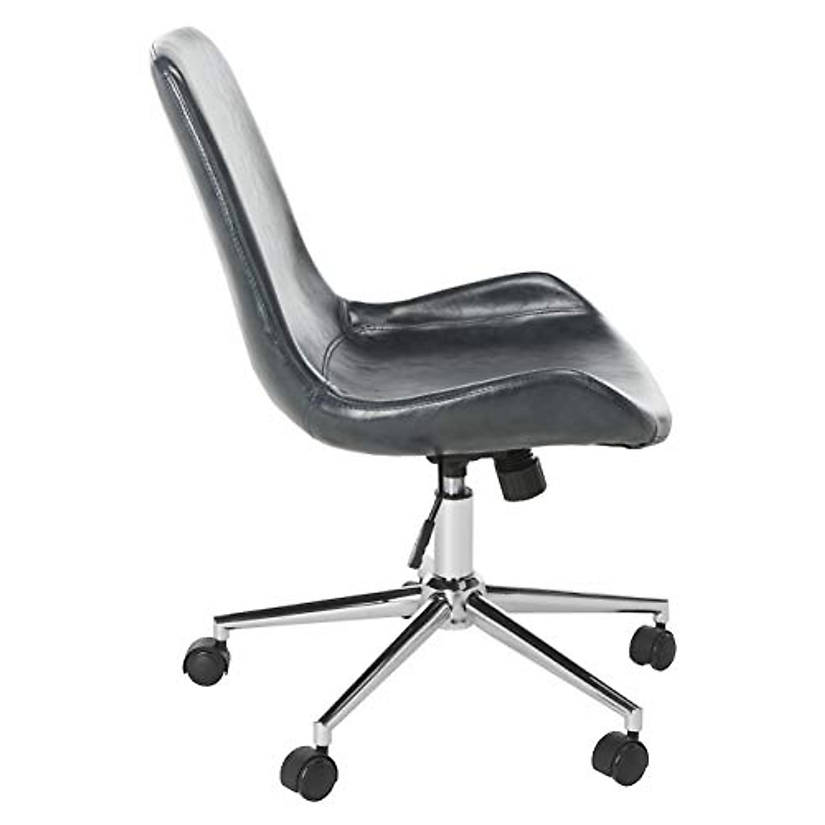 SAFAVIEH Home Collection Fletcher Dark Grey Faux Leather/ Chrome Swivel Adjustable Height Office Desk Chair