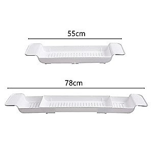 Worparsen Foldable Bathtub Tray Caddy, Waterproof Expandable Bath Table Over Tub, Premium Bathtub Caddy Tray, Expandable Bath Tray, Bath Storage Rack or Couples Birthday Wedding Gifts for mom Women W