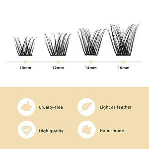 Lash Clusters DIY Eyelash Extension 72 pcs D Curl Cluster Lashes Individual Lashes Cluster Lashes Wisps Reusable Eyelash Segments Professional Makeup for Self-application (Wisp 03 mix 10-16mm)