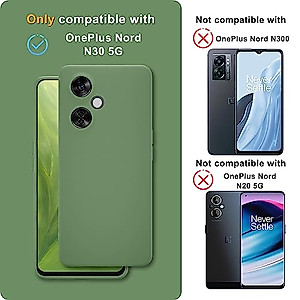 YENAPOON for OnePlus Nord N30 5G Case and 1 Pack Tempered Glass Screen Protector, Slim Liquid Silicone Shockproof Protective Case - Mint Green