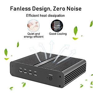 msecore Mini PC, Fanless Desktop Computer with i7 8th Processor, 8G DDR4 RAM | 256G NVME SSD, 4K@60HZ, HDMI, DP, Dual Display, WiFi 6, Bluetooth5.1, WOL, Support Auto Power On, Windows 11 Pro