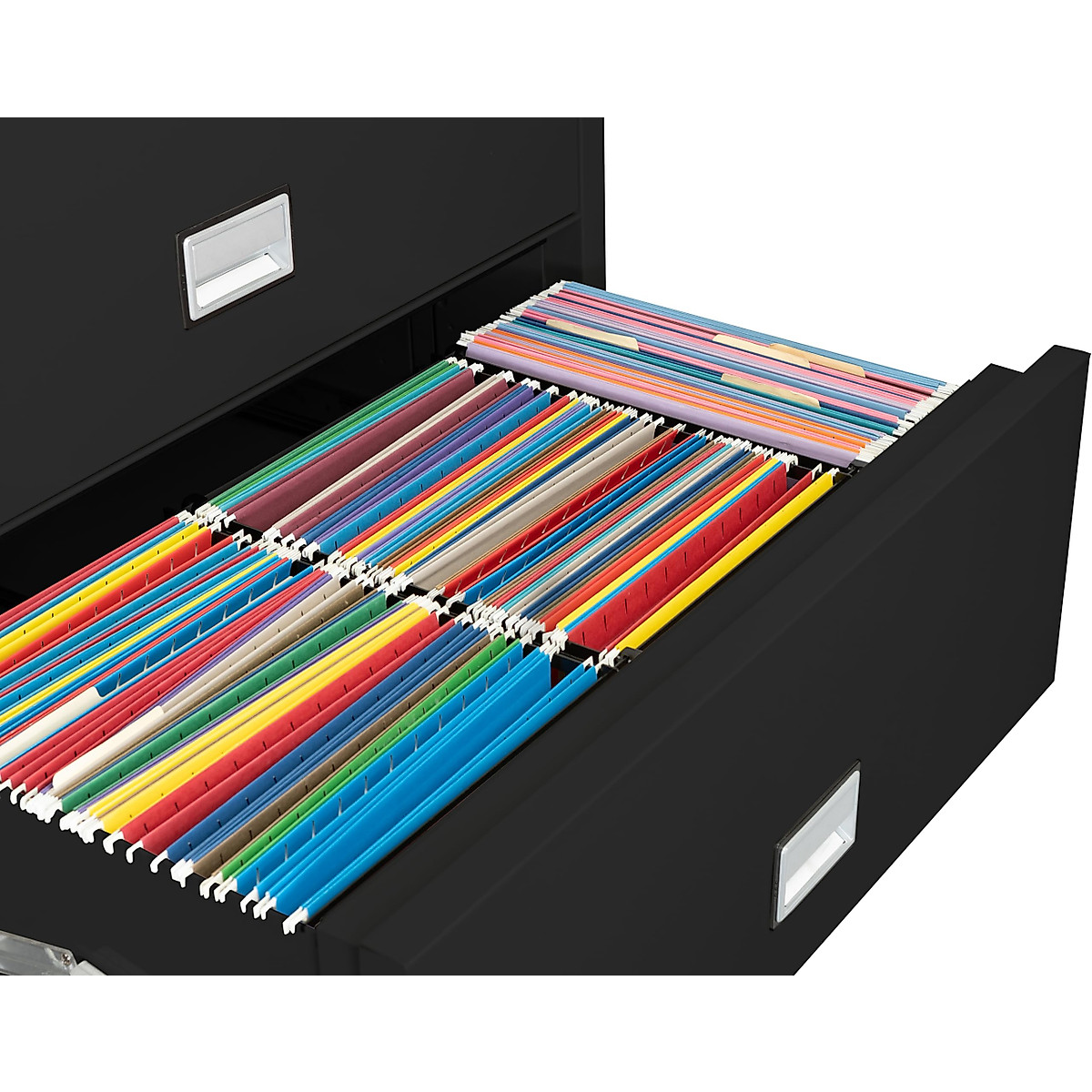 PHOENIX SAFE Lateral 38 inch 4-Drawer Fireproof File Cabinet with Key Lock, Water Seal, Black, LAT4W38B