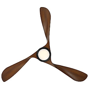 WAC Smart Fans Swirl Indoor and Outdoor 3-Blade Ceiling Fan 54in Matte Black Koa with 3000K LED Light Kit and Remote Control works with Alexa and iOS or Android App