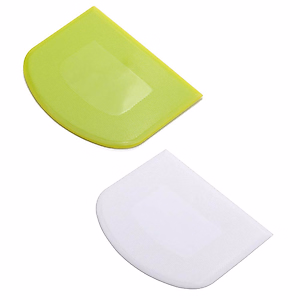 lasenersm 2 Pieces Dough Scraper Bowl Scraper Food-safe Plastic Dough Cutter Flexible Plastic Scraper Bench Scraper Multipurpose Food Scrappers for Bread Dough Cake Fondant Icing, White, Green