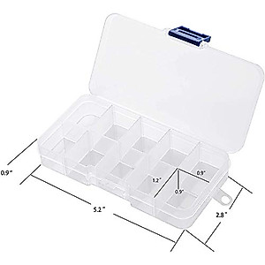10 Grids Portable Plastic Organizer Container Storage Box,with Adjustable Grid (2 pcs)