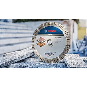 Bosch 2608602645 Diamond Cutting Disc Best for Stone, 230mm Ø, 22.23mm x 2.4mm x 15mm, Silver/Grey