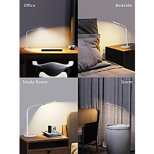 BritMo Led Cordless Desk Lamp, Rechargeable 3500mAh Battery Operated Reading lamp with Eye-Caring, Stepless Dimming Brightness, 3 Color Temperatures, Auto Timer Table Lamp for Office Bedroom (White)