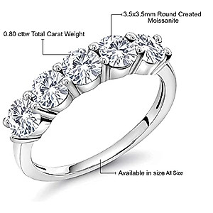 VINSON Forever Classic Moissanite Women Engagement Band Ring (0.80cttw, Round 3.5mm, Available in size All Size) (14)