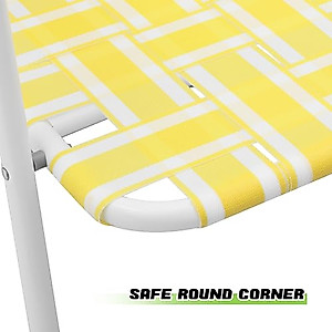 Magshion Folding Webbed Lawn Beach Chair for Adults, Lightweight Steel Frame, Portable Outdoor Camping Chairs for Fishing, Patio, Yard & Garden, Support to 250 lbs (2-Pack, Yellow)