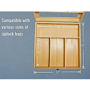 Ambolan Ziplock Bag Storage Organizer, Bamboo Drawer Organizer, Plastic Bag Organizer, Compatible with Ziploc, Solimo for Gallon, Quart, Sandwich, and Snack Variety Size Bags