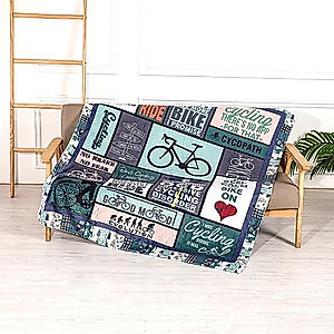 Soft Bicycle Cycling Blanket for Couch Bed Cozy Fleece Flannel Bike Cycling Throw Blanket for Kids Adults Cycling Gifts for Men and Women 50'' x 60'' (Bike 02)