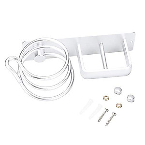 Mumusuki Aluminum Wall Mounted Punch Shelf Hair Dryer Storage Rack Organizer Holder Stand for Bathroom Silver
