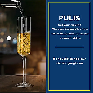 PULIS Champagne Flutes Set of 2 Elegant Champagne Glasses 5.9 Ounce Capacity Crystal Champagne Flutes for Mr and Mrs Wedding Gift House Warming Gifts for New Home