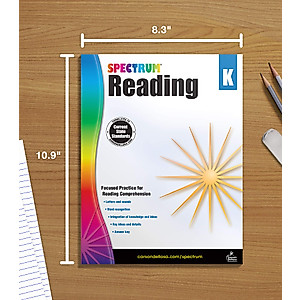 Spectrum Reading Comprehension Kindergarten Workbook, Ages 5 to 6, Kindergarten Reading Comprehension, Letters and Sounds, Word Recognition, Sight Word Activities, and Phonics - 166 Pages