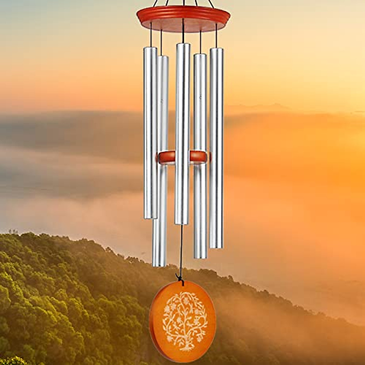 Epartswide Large Wind Chimes Outside Deep Tone,44" Memorial Wind Chimes Outdoor with 4 Heavy Tubes Soothing Melody Wind Chimes Large Sympathy Gift for Mom Patio Hanging Decor(Black)