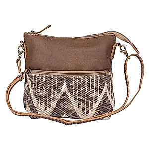 Myra Bag Coffee Canvas Small & Crossbody Bag Upcycled Canvas, Leather & Rug S-2156