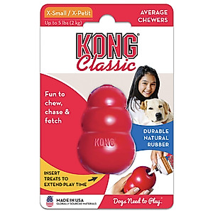 KONG Classic Stuffable Dog Toy - Fetch & Chew Toy for Dogs - Treat-Filling Capabilities & Erratic Bounce for Extended Play Time - Durable Natural Rubber Material - for Extra Small Dogs