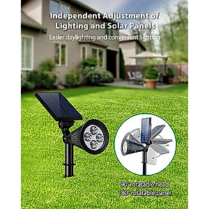 FALOVE Solar Lights, 2-in-1 Waterproof 4 LED Solar Spotlight Adjustable Wall Light Landscape Light Security Lighting Dark Sensing Auto On/Off for Patio Deck Yard Garden Driveway Pool Area(2 Pack)