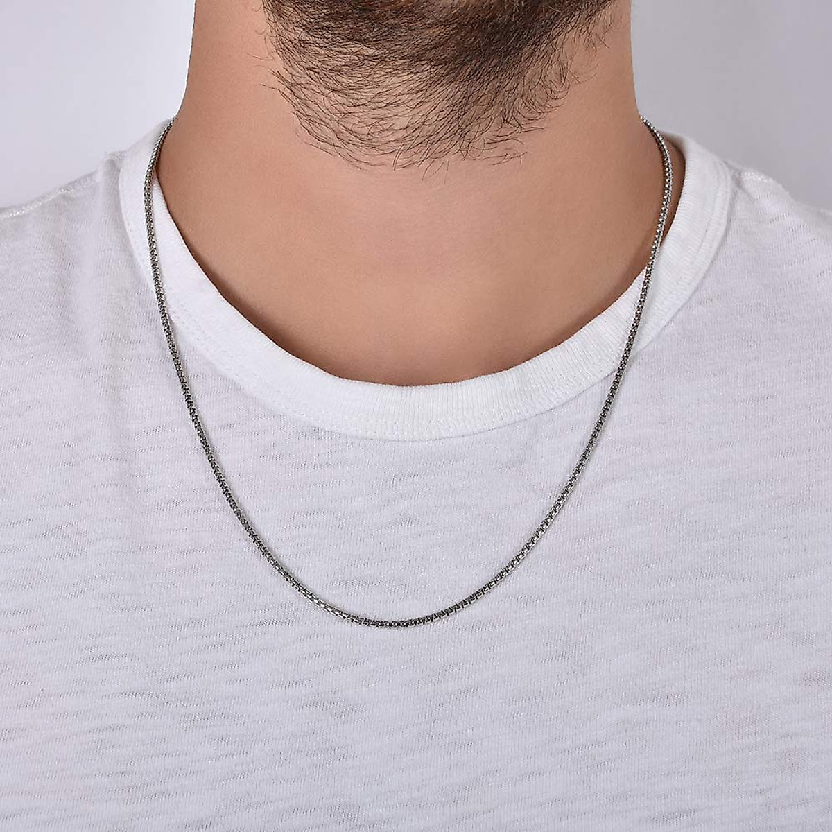 NYC Sterling Necklace Round Box Chain, Sterling Silver for Men and Women, Made in Italy (18")