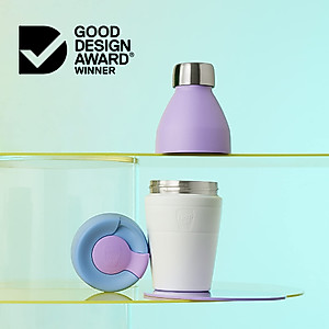KeepCup Cup-to-Bottle Kit - Insulated Leakproof Travel Mug with Sipper Lid & Dual Open Water Bottle | 530ml Bottle to 12oz Cup - Calenture