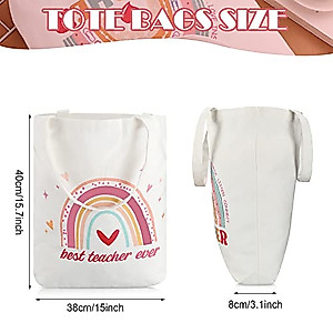 Mixweer 4 Pcs Teacher Appreciation Gifts Teacher Canvas Tote Bags Teacher Gift Bags for Women Christmas Gifts School Supply (Rainbow Style)