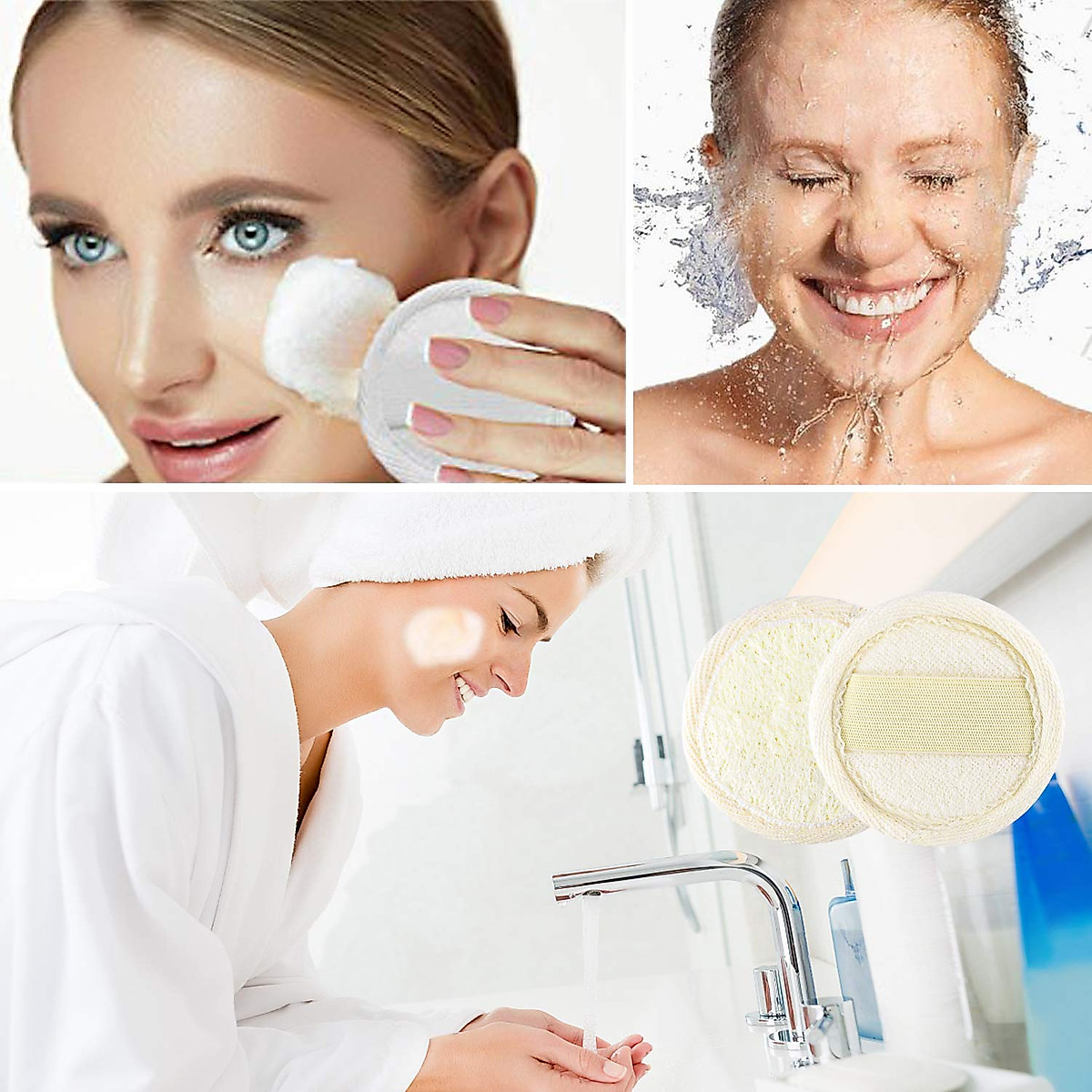 10 Packs Exfoliating Loofah Sponge Loofa Pads,Loofah Face Brush Cleanser and Massager,100% Natural Eco Loofah for Man Women Facial Cleansing Body Wash and Bath Scrubber