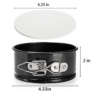 Tebery 4 Pack Nonstick Mini Springform Pan Set with 50 Pcs Parchment Paper Liners, 4 Inch Mini Cake Pan Cheesecake Pan Removable Bottom Bakeware for Mini Cheesecakes, Pizzas, and Quiches