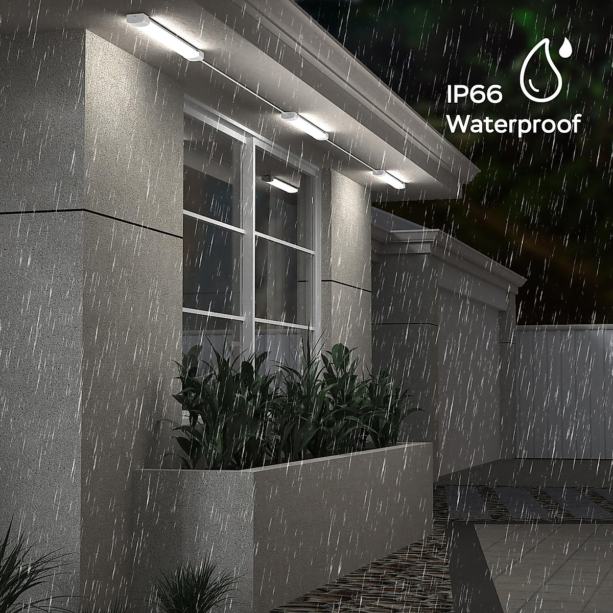 Denlead Plug in Light Fixture 2FT, 5000K Linkable Plug-in Utility Shop Light, 18W Light Bar for Room, Overhead Light for Workbench Kitchen Garage, IP66 Waterproof