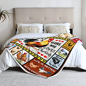 NTMANON Chicken Blanket,Rooster Blanket,Chicken Blanket Gift for Girls,Chicken Gifts Throw Blanket,Just A Girl Who Loves Chickens Blanket,Life is Better with Chickens Blanket 50"x60"