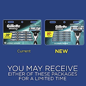 Gillette Mach3 Men's Razor Blades, 15 Blade Refills