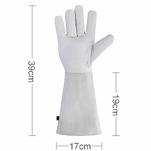 Haokaini Gardening Gloves Rose Pruning Gloves Thorn Proof Goatskin Cowhide Leather Garden Gloves Forearm Protection Gauntlet Gardening Gloves
