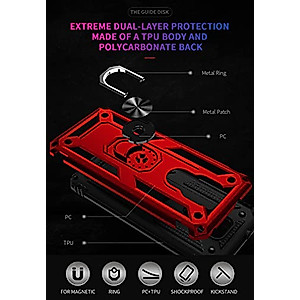 YZOK Compatible with Moto G Play Case,with HD Screen Protector,[Military Grade] Ring Car Mount Kickstand Hybrid Hard PC Soft TPU Shockproof Protective Case for Motorola Moto G Play 2021 (Red)