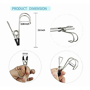 304 Stainless Steel Short Tail Hanger Clip with Hook, Durable Hanging Clips，Heavy Duty Multifunctional Hangers Use for Display Storage Items (12)
