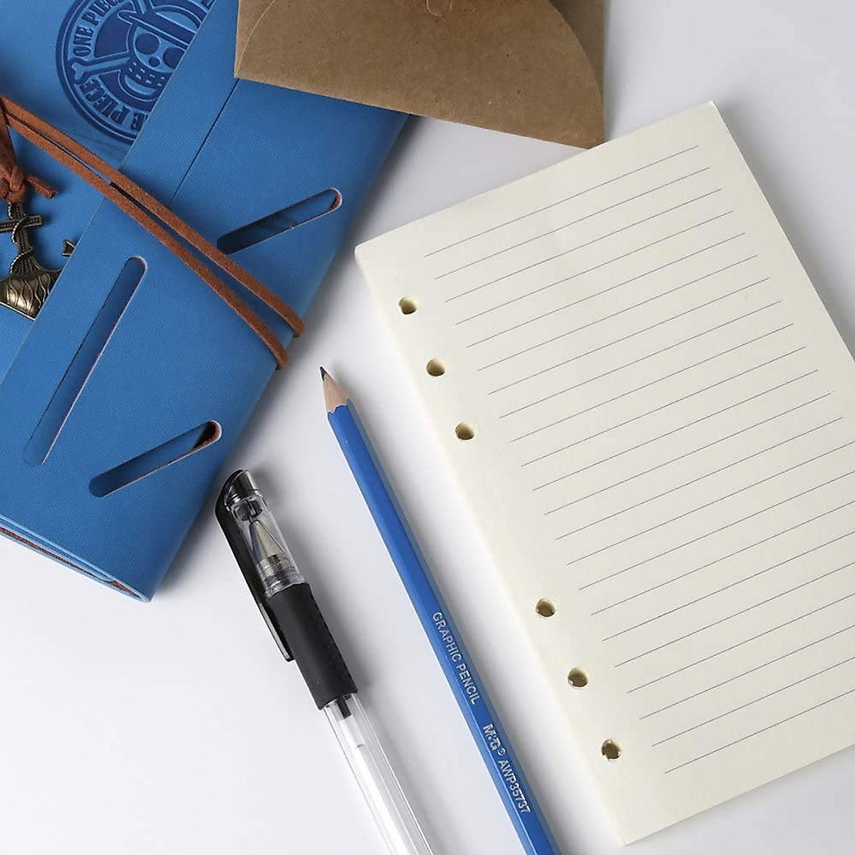 Purture Refill Lined Paper, A6 Refill Paper, Leather Journal Refills Lined, 6-Holes Inserts 160 Sheets (320 Pages) for A6 Binder Refillable Journals Notebooks, 2 Pack(Each Pack 80 Sheets, 160 Pages)