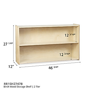 Daycare Shelves for Kids, Bookcase with 2 Shelves for Storage, Wood Furniture for Toddlers, Children, Montessori, Classroom, 47-inch Width