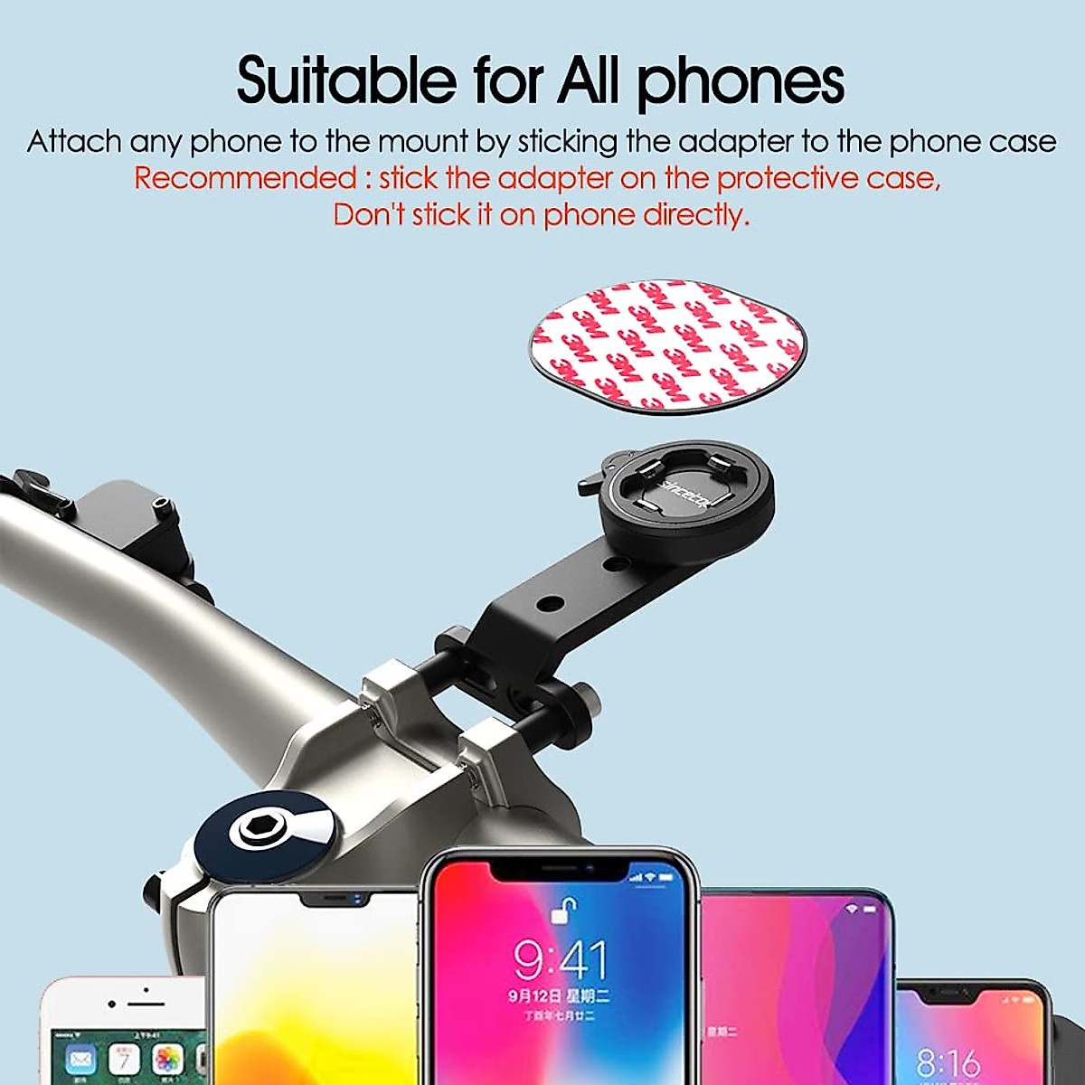 Out-Front Bike Phone Mount, Universal Aluminum Bike Cell phone Holder with Adapter, Mountain Bike Quick Install Stem Phone Mount for iPhone 13/ 12/ 11 Pro Max, Galaxy and More 4.7 - 7.0" Phone - Gen 2