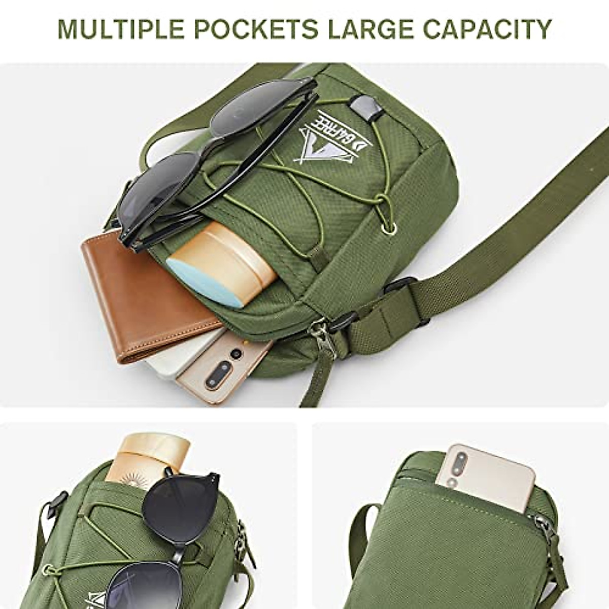 G4Free Small Crossbody Bag RFID Side Shoulder Cell Phone Bag Mini Wallet Purse For Men, Women(Army Green)