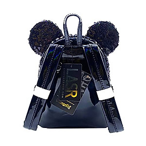 Loungefly X LASR Exclusive Disney Celestial Dreams Black Holographic Sequin Minnie Mini Backpack - Fashion Cosplay Disneybound Cute Backpacks