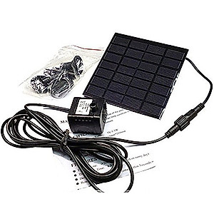 Sunnytech Solar Power Water Pump - Garden Fountain Pool Watering Pond Pump Pool Aquarium Fish Tank with Separate Solar Panel and 3M Long Cable & 4 Sprayer Adapters(Black)