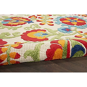 Nourison Aloha Indoor/Outdoor Multicolor 2'3" x 12' Area Rug, Easy Cleaning, Non Shedding, Bed Room, Living Room, Dining Room, Backyard, Deck, Patio (2x12)