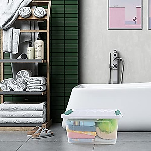 Ponpong 20 Quart Clear Plastic Storage Tote, Plastic Storage Boxes with Lids, Pack of 4