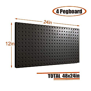 Wallmaster 8-Bin Storage Bins Garage Rack System & 48pcs Pegboard Hooks Set Pegboard Tool Organizer