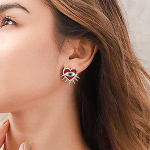 Selenichast Evil Eye Earrings Heart Evil Eye Earrings for Women Birthday Christmas Jewelry Gifts