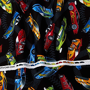 Timeless Treasures Race Cars Race Cars Black, Fabric by the Yard